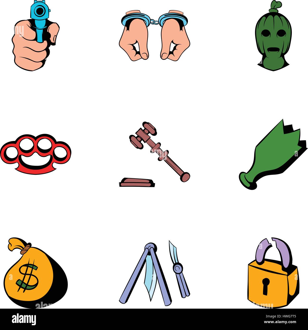 Crime icons set, cartoon style Stock Vector Image & Art - Alamy