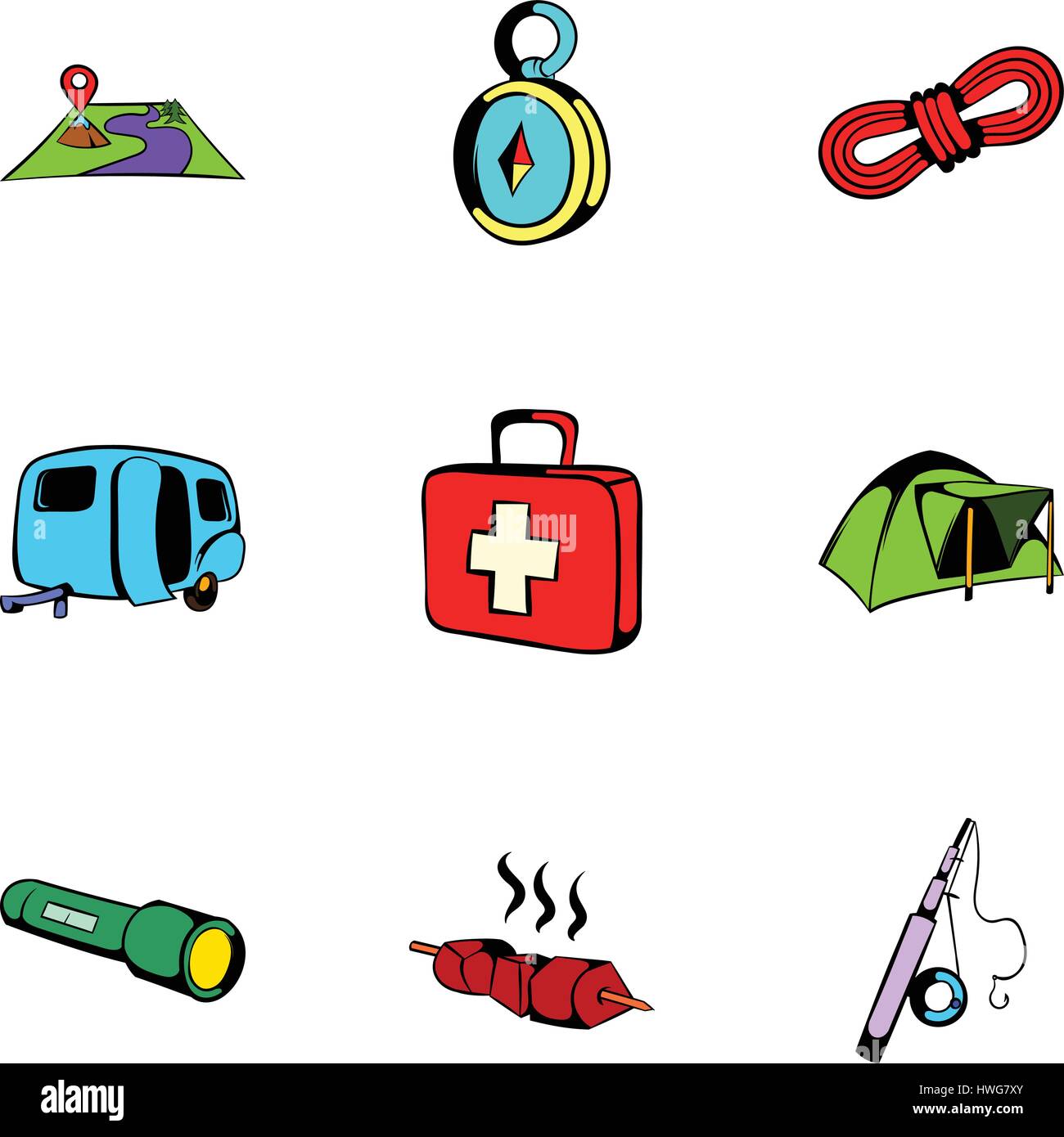 Camp icons set, cartoon style Stock Vector Image & Art - Alamy