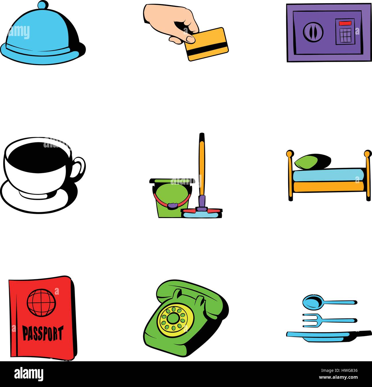 Hotel icons set, cartoon style Stock Vector Image & Art - Alamy