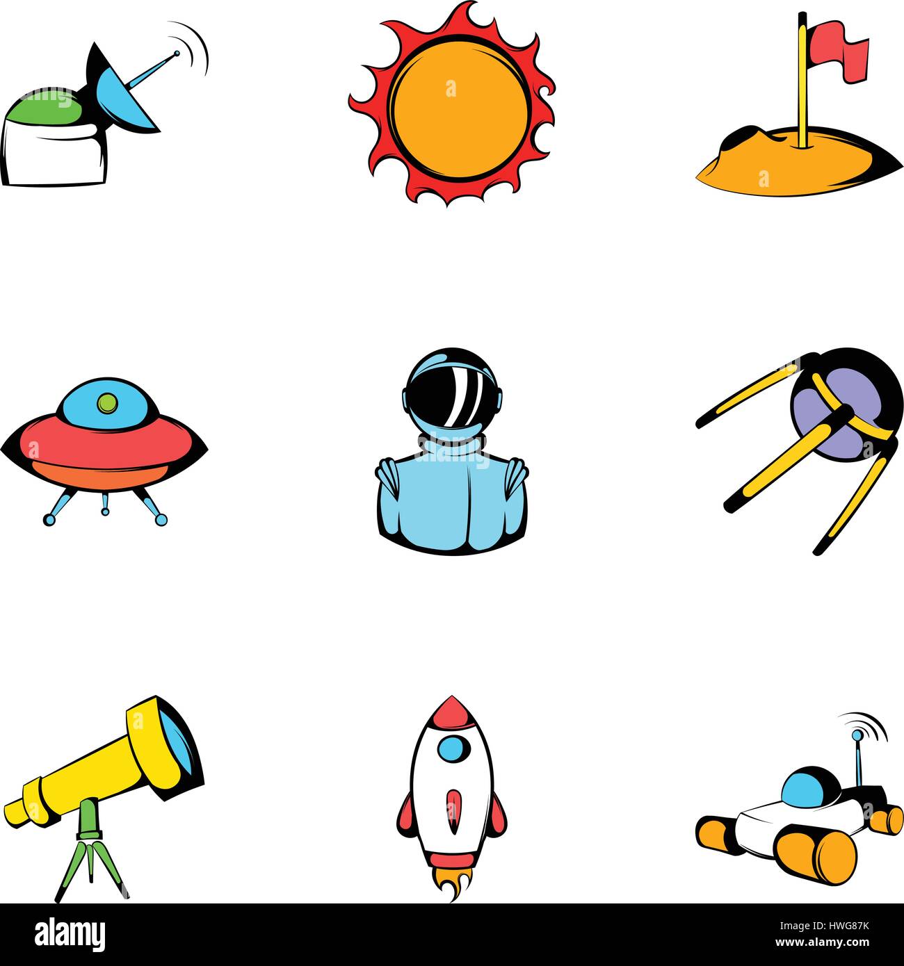 Cosmos icons set, cartoon style Stock Vector Image & Art - Alamy