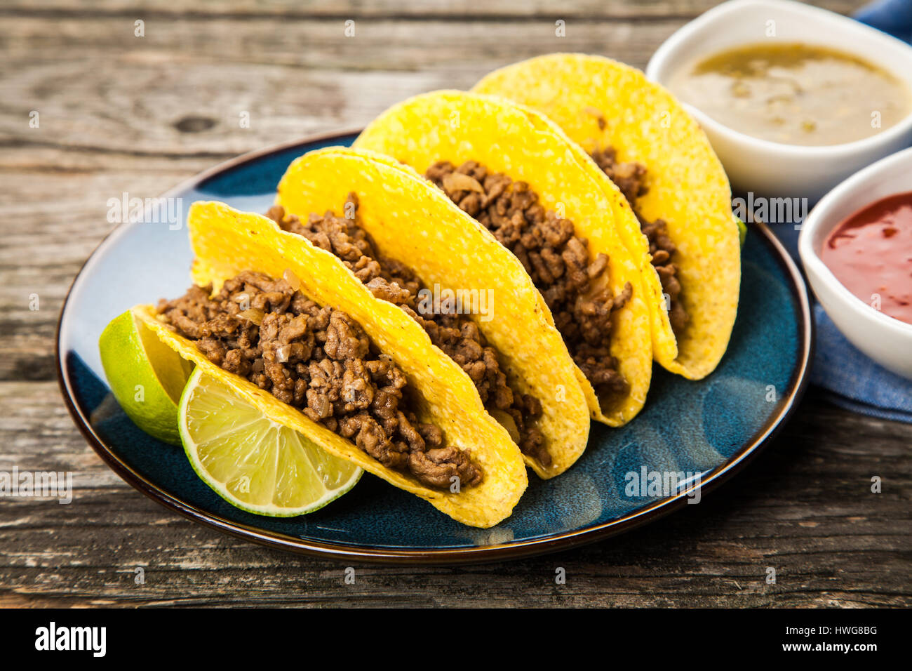 Two mexican hard shell tacos hi-res stock photography and images - Alamy