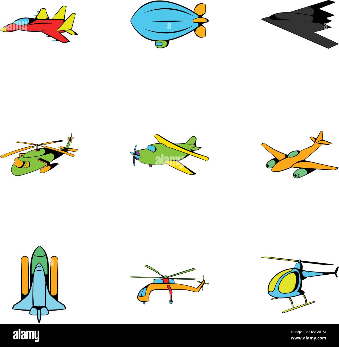 Plane icons set, cartoon style Stock Vector Image & Art - Alamy