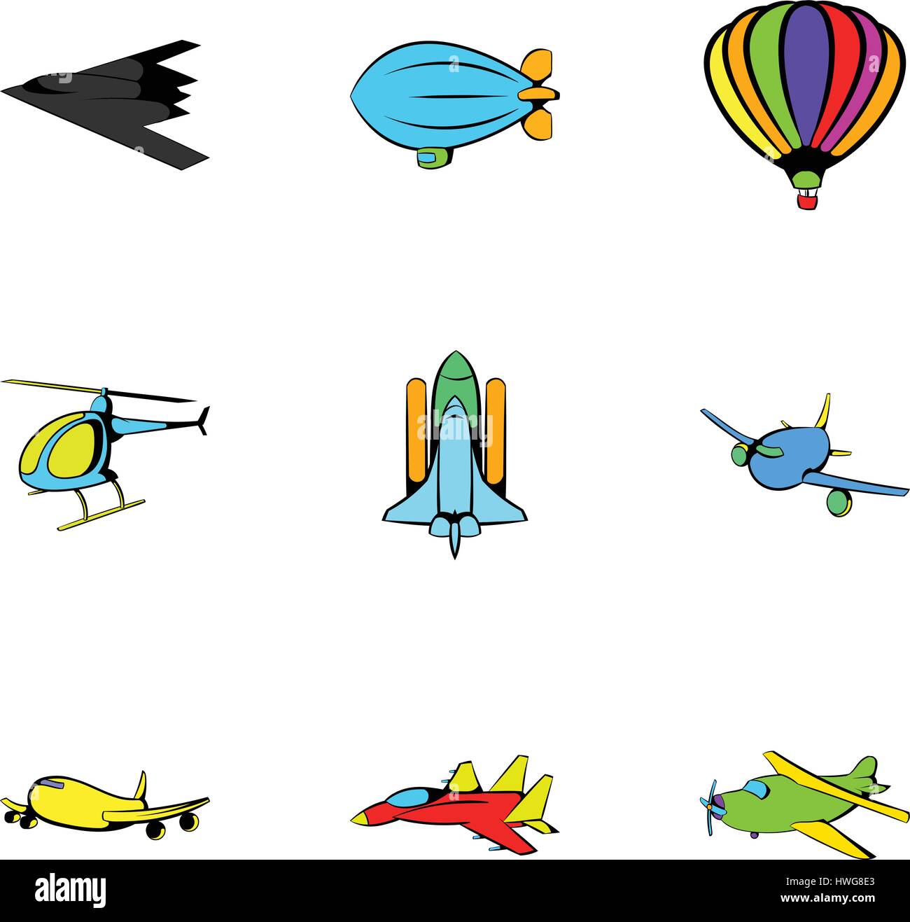 Aircraft icons set, cartoon style Stock Vector Image & Art - Alamy