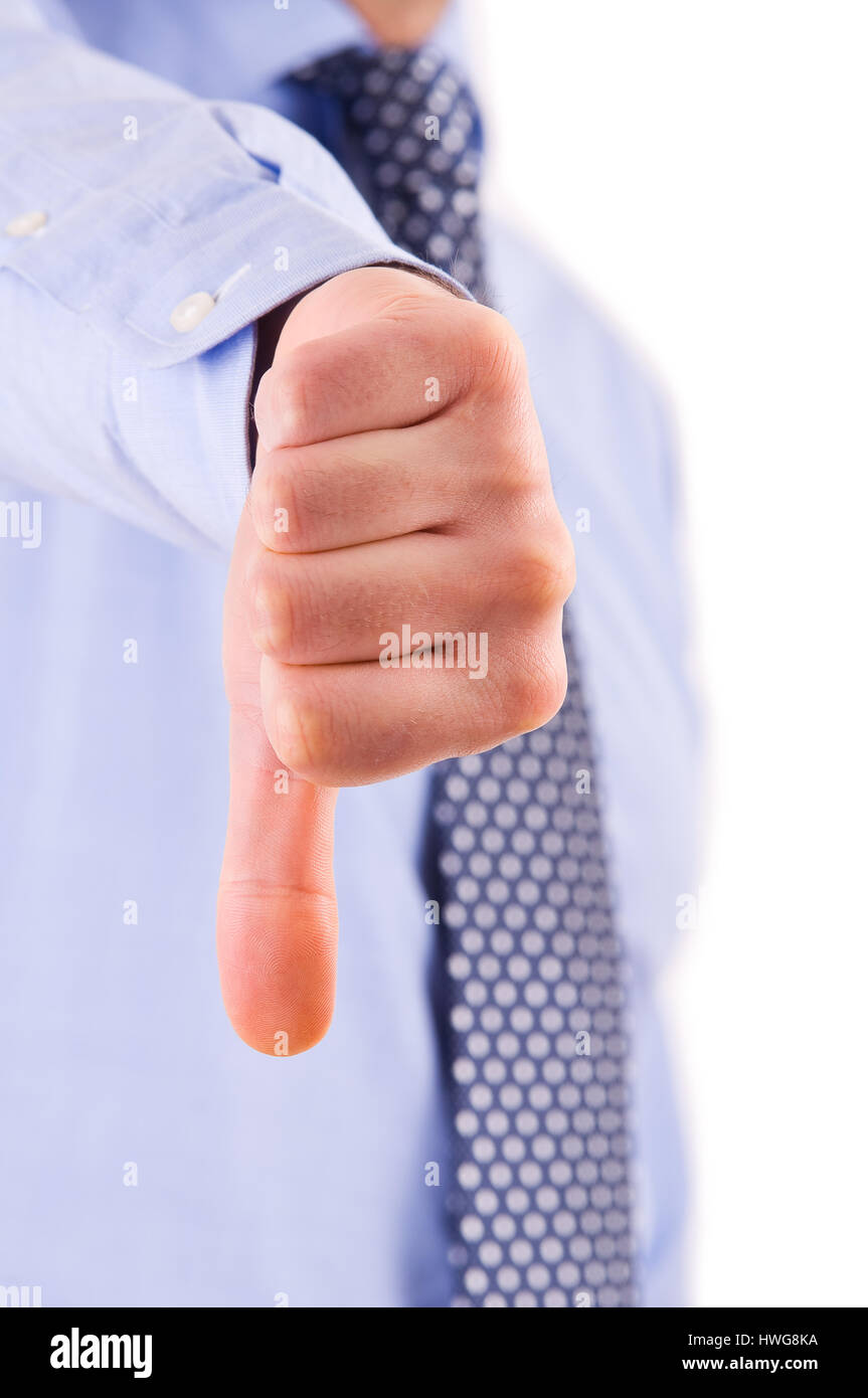 Business man showing thumbs down sign Stock Photo - Alamy