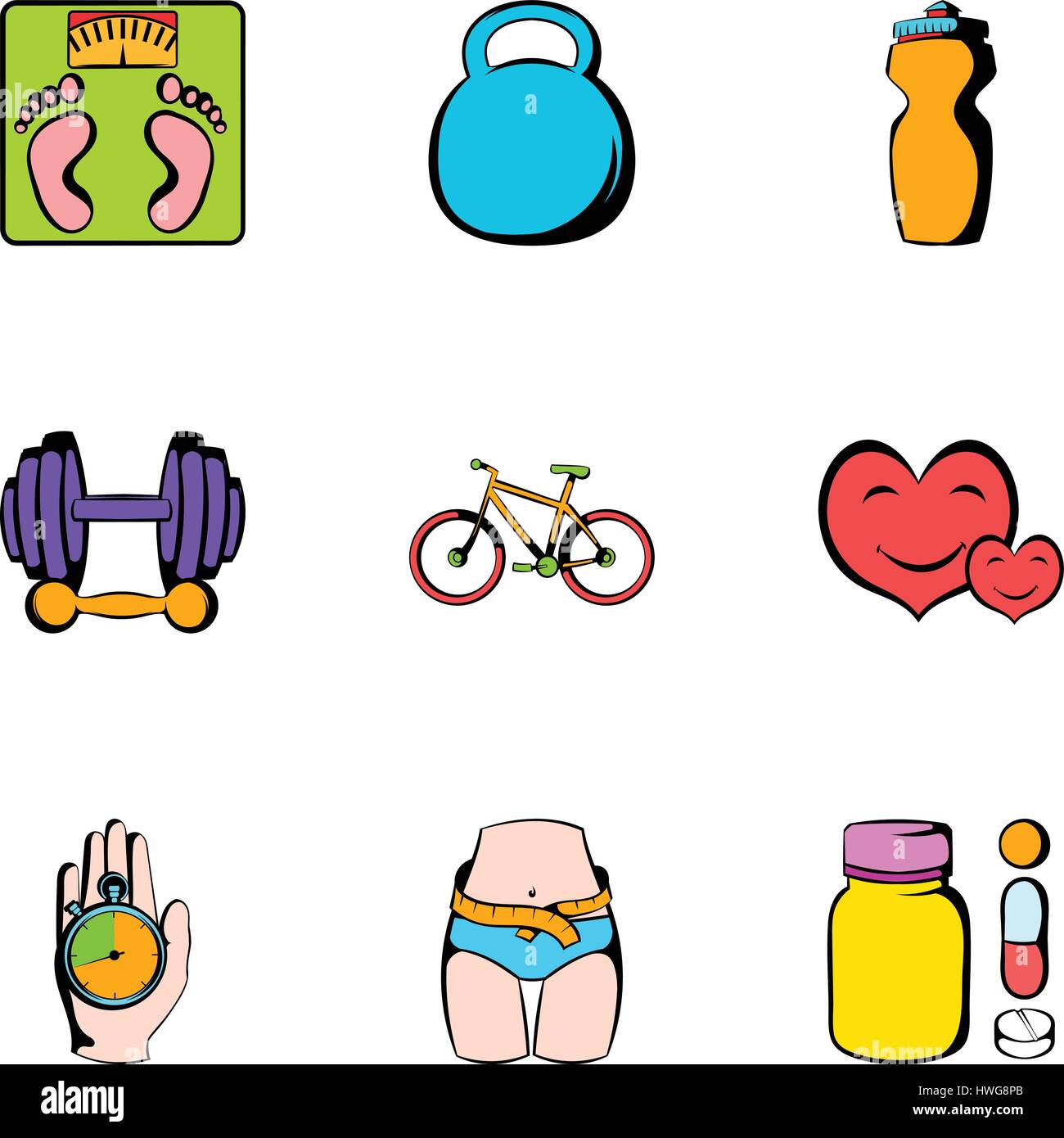 Exercise icons set, cartoon style Stock Vector Image & Art - Alamy