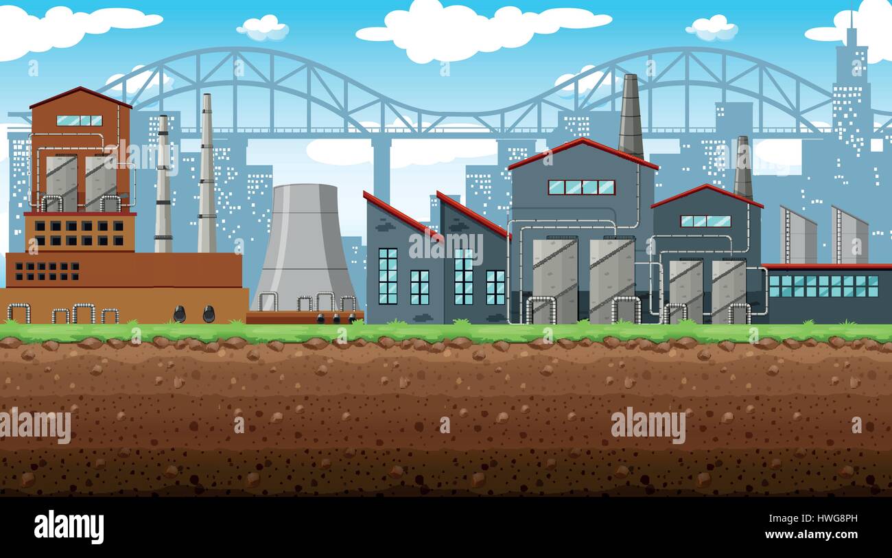 Factory on the field illustration Stock Vector Image & Art - Alamy