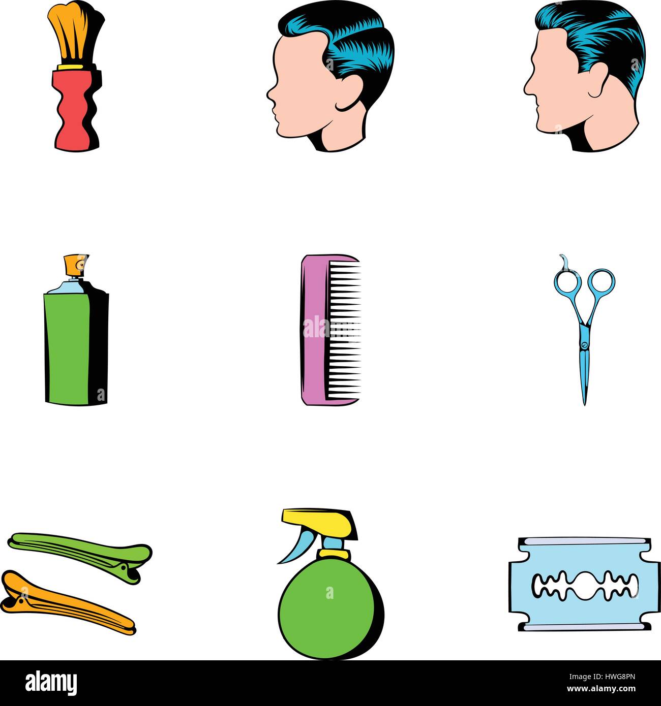 Haircutting icons set, cartoon style Stock Vector Image & Art - Alamy