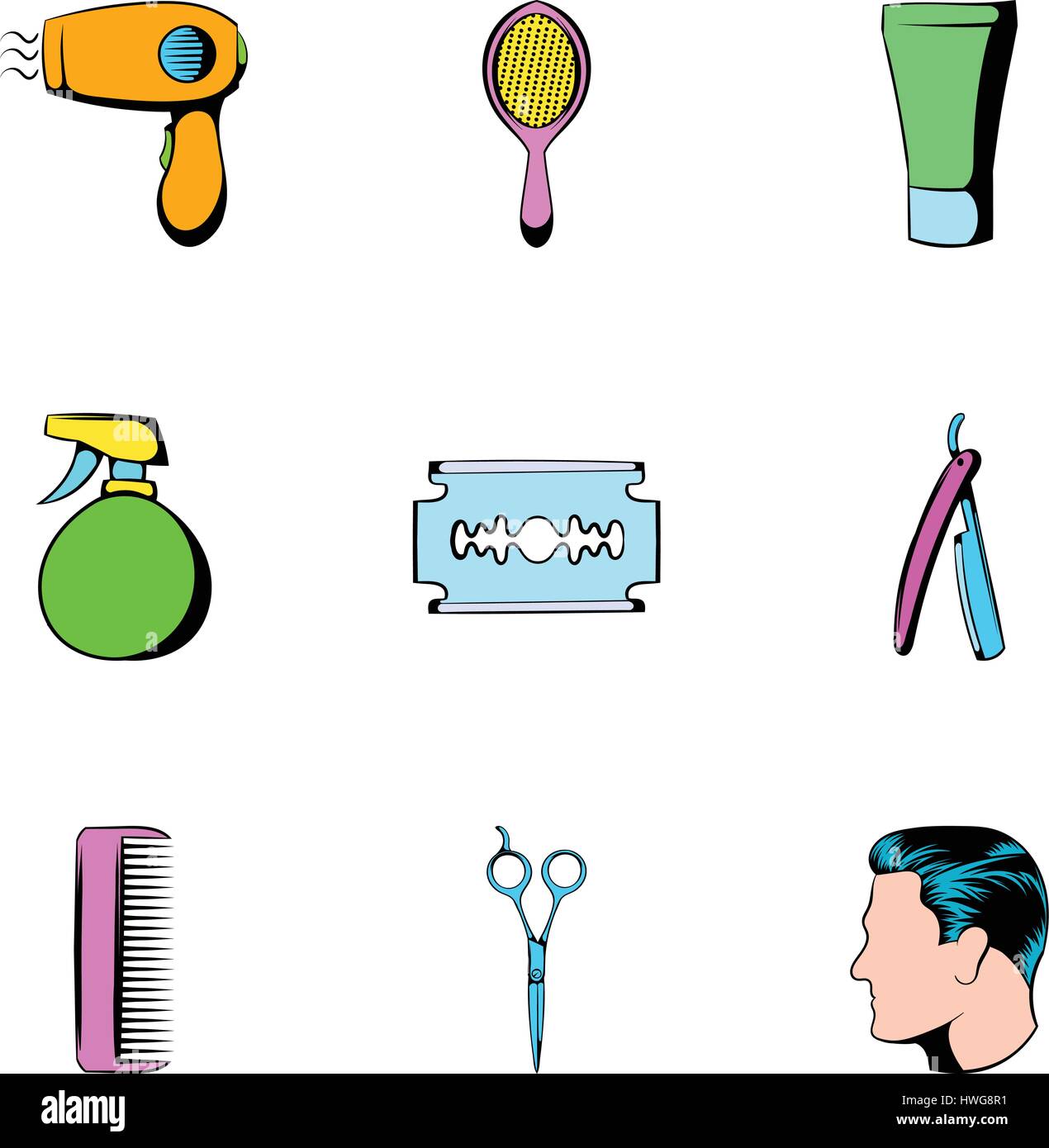 Salon icons set, cartoon style Stock Vector Image & Art - Alamy