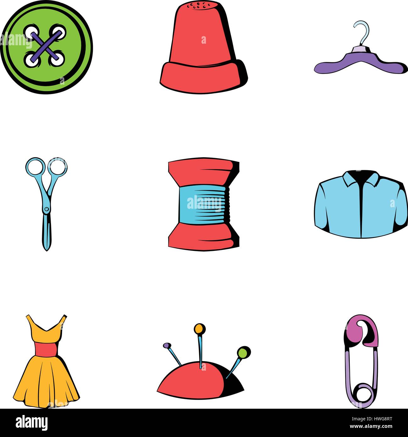 Sewing icons set, cartoon style Stock Vector Image & Art - Alamy