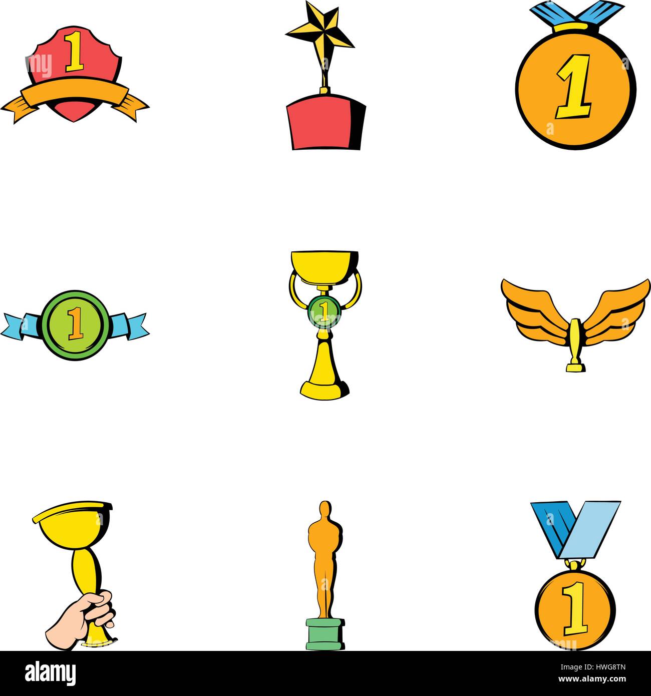 Achievement icons set, cartoon style Stock Vector Image & Art - Alamy