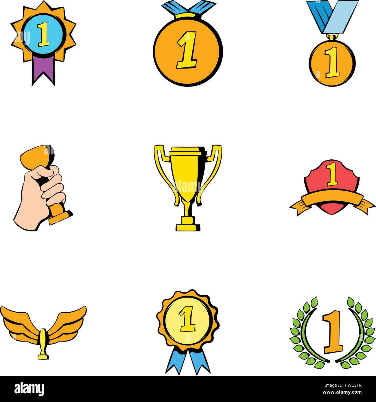 Winner icons set, cartoon style Stock Vector Image & Art - Alamy