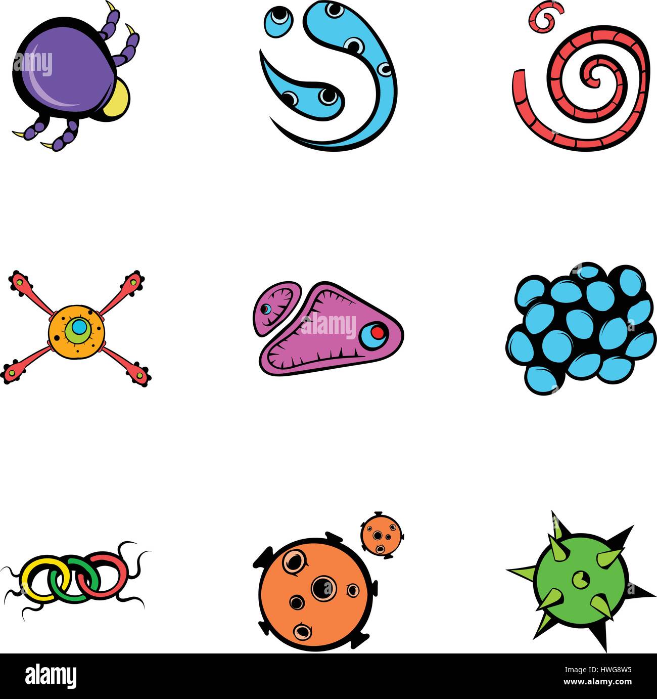 Bacteria icons set, cartoon style Stock Vector Image & Art - Alamy