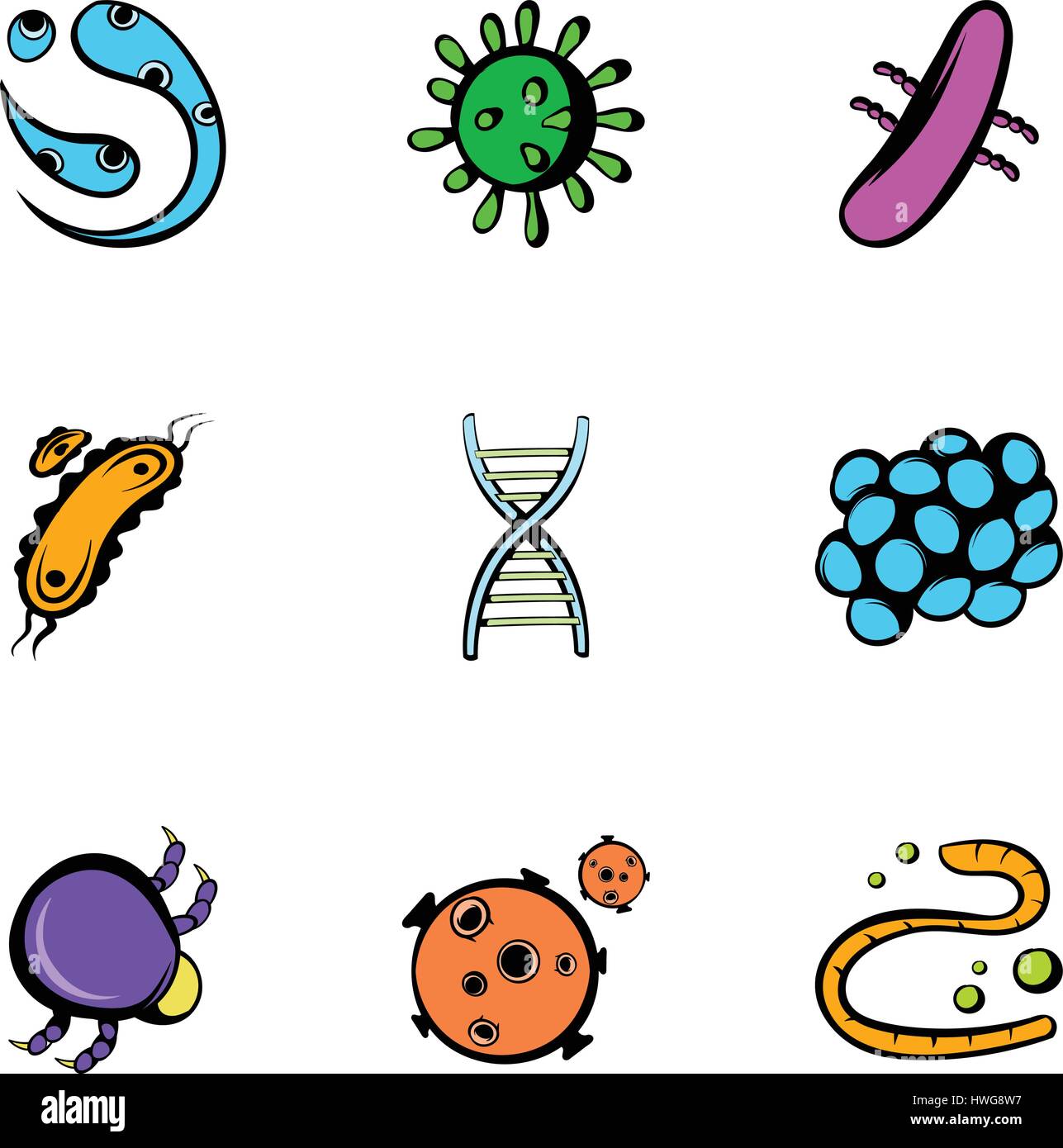 Microbiology icons set, cartoon style Stock Vector Image & Art - Alamy