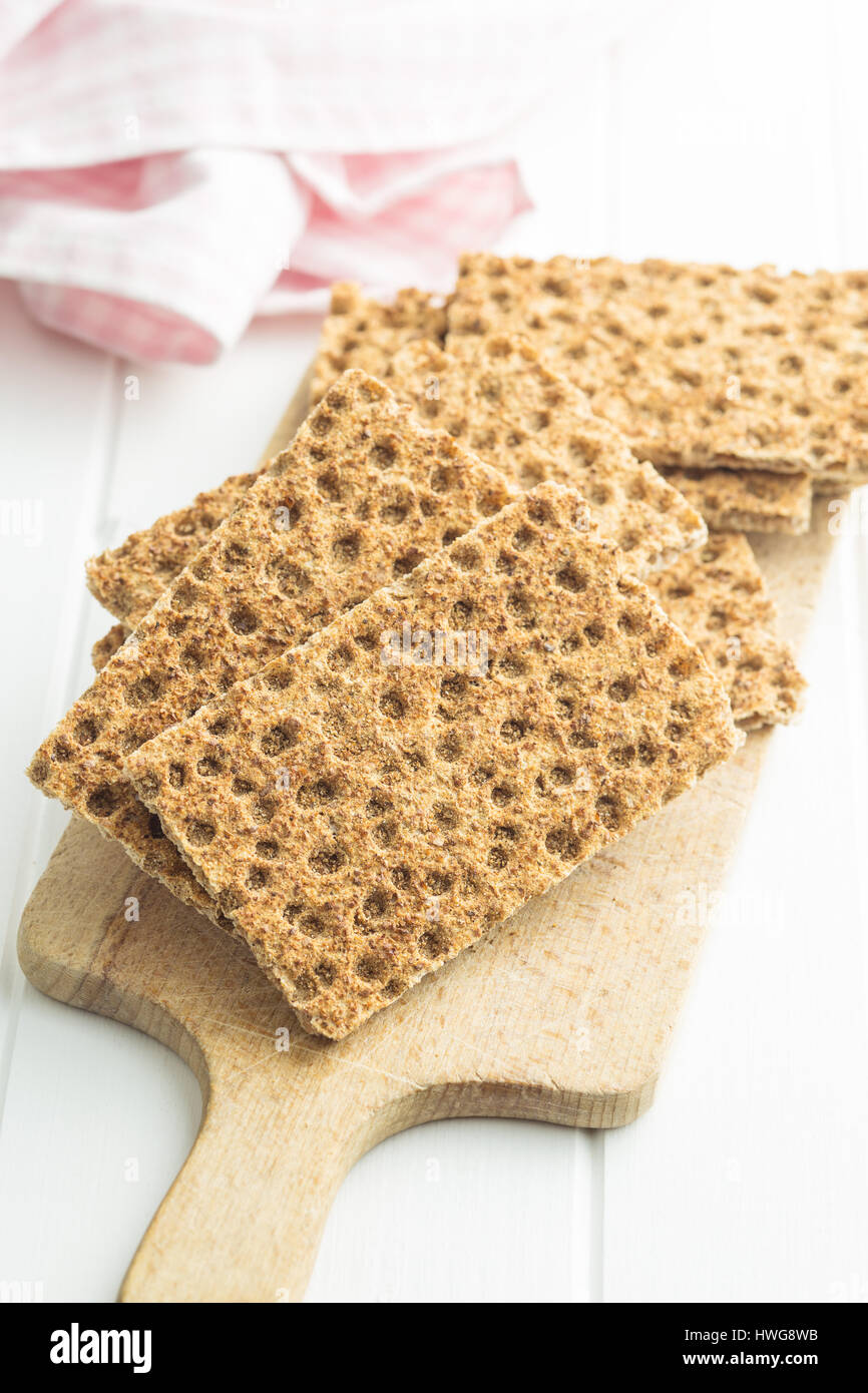The healthy crispbread on cutting board Stock Photo - Alamy