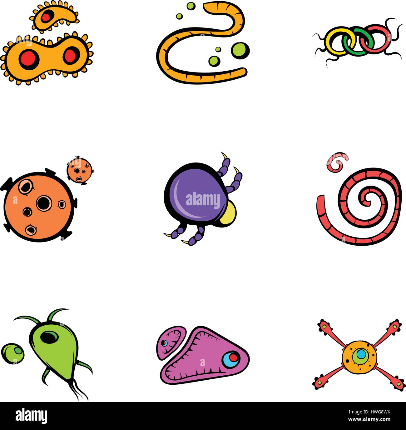Microorganism icons set, cartoon style Stock Vector Image & Art - Alamy