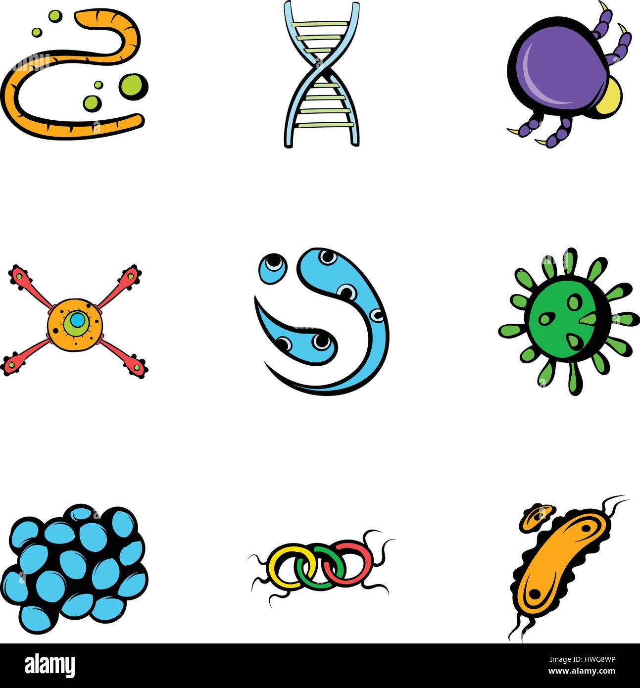 Microbe icons set, cartoon style Stock Vector Image & Art - Alamy