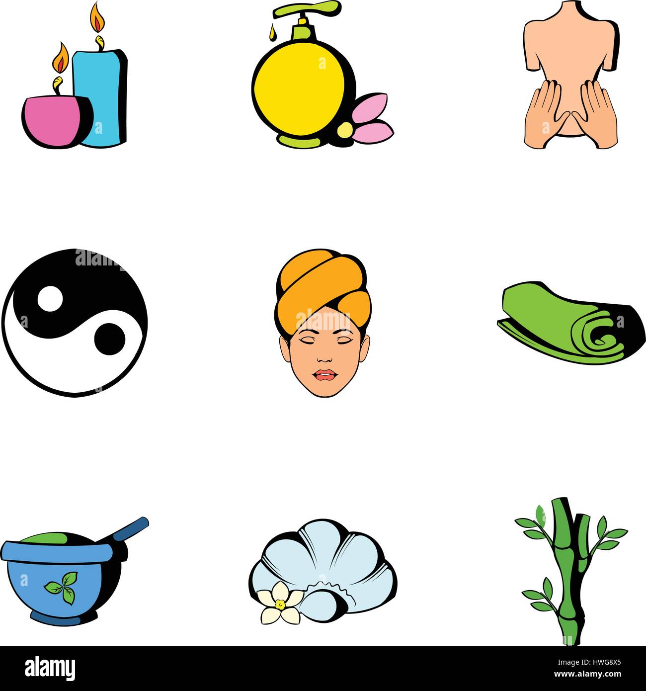 Spa icons set, cartoon style Stock Vector Image & Art - Alamy