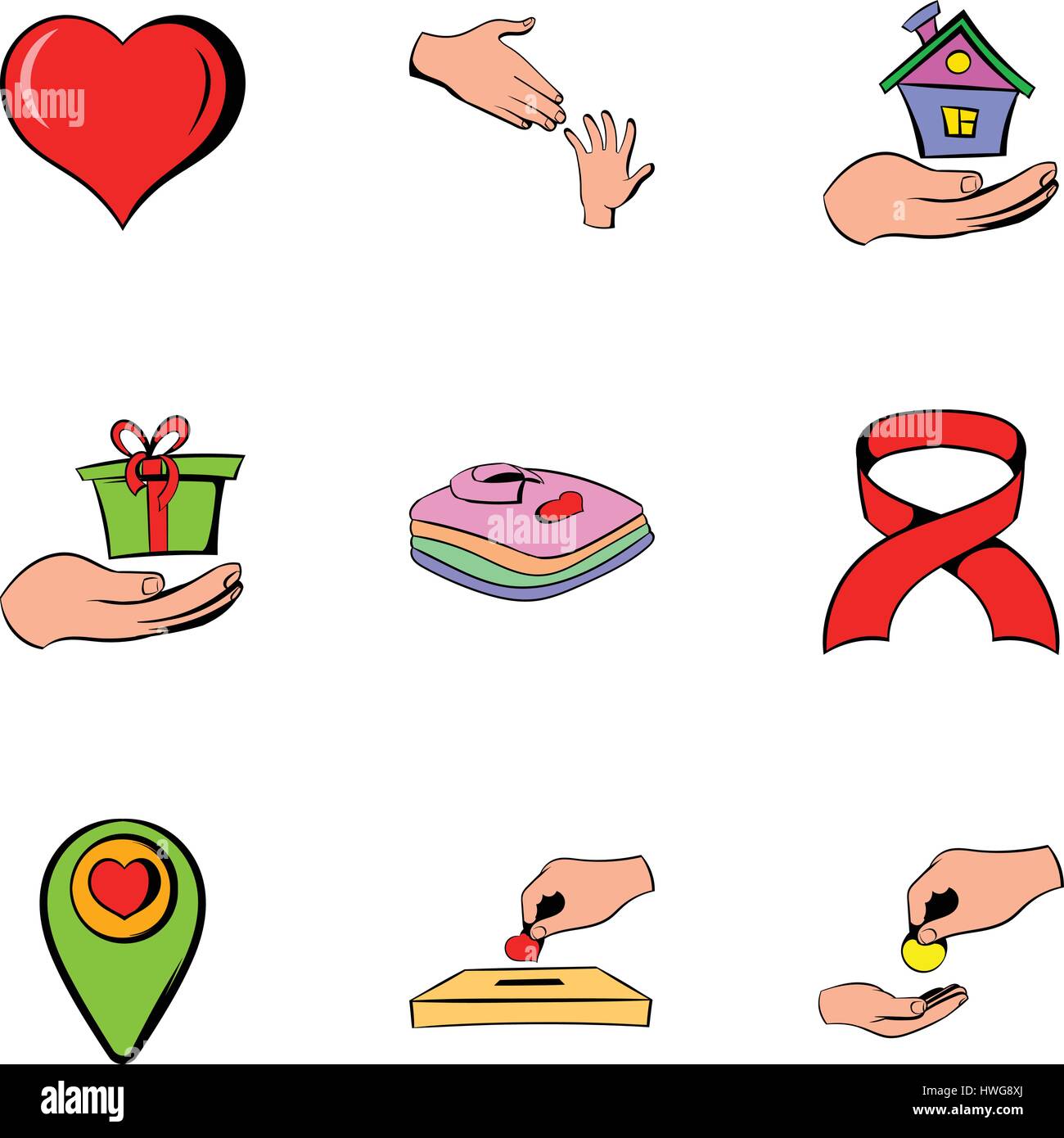 Volunteer icons set, cartoon style Stock Vector Image & Art - Alamy