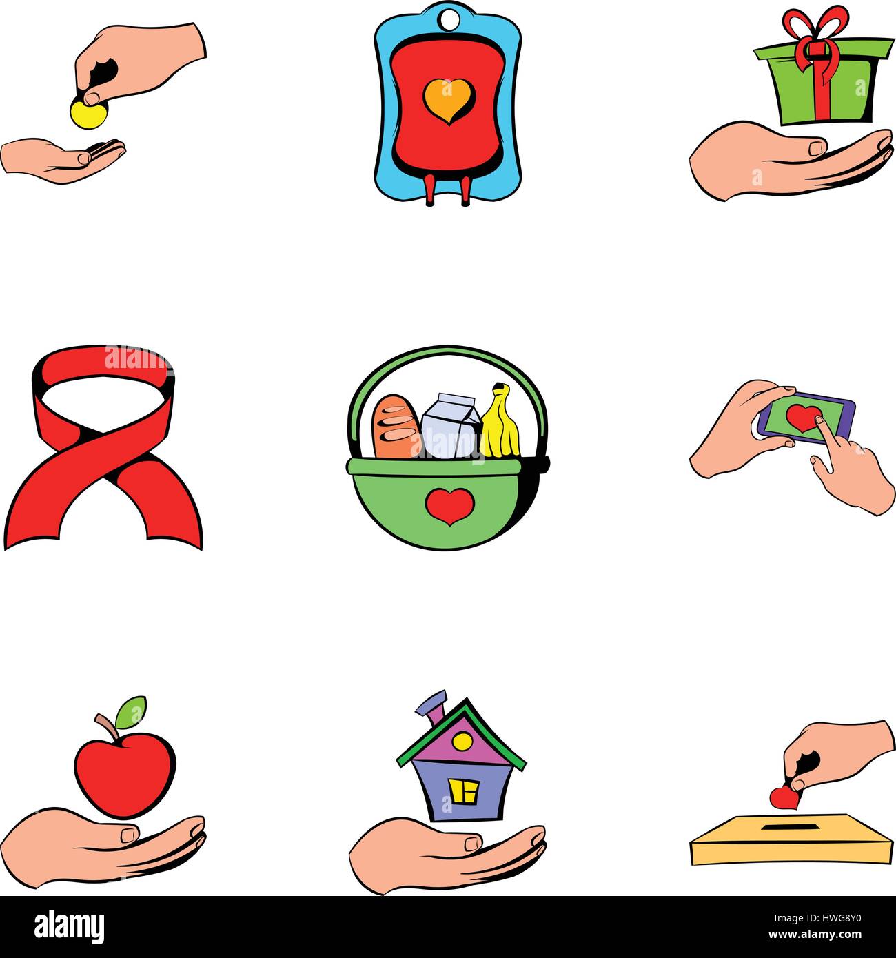 Charity icons set, cartoon style Stock Vector Image & Art - Alamy