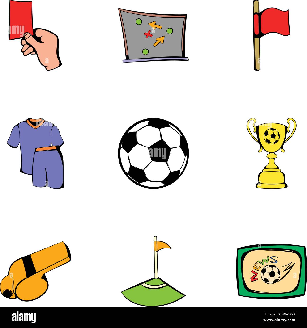 Soccer icons set, cartoon style Stock Vector Image & Art - Alamy