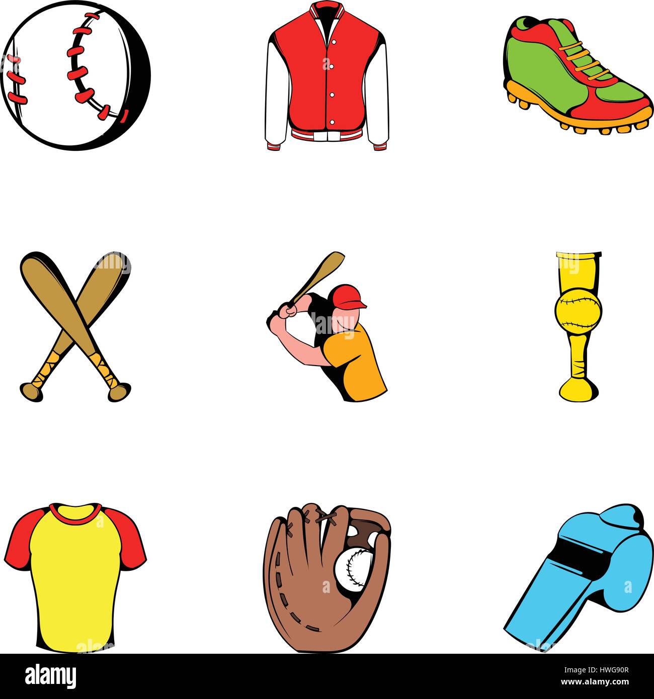Baseball icons set, cartoon style Stock Vector Image & Art - Alamy