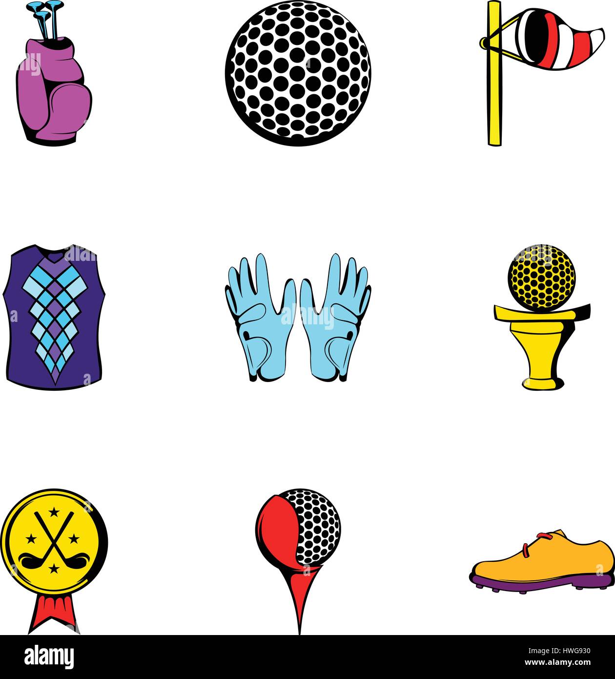 Golf cartoon icons set hi-res stock photography and images - Alamy