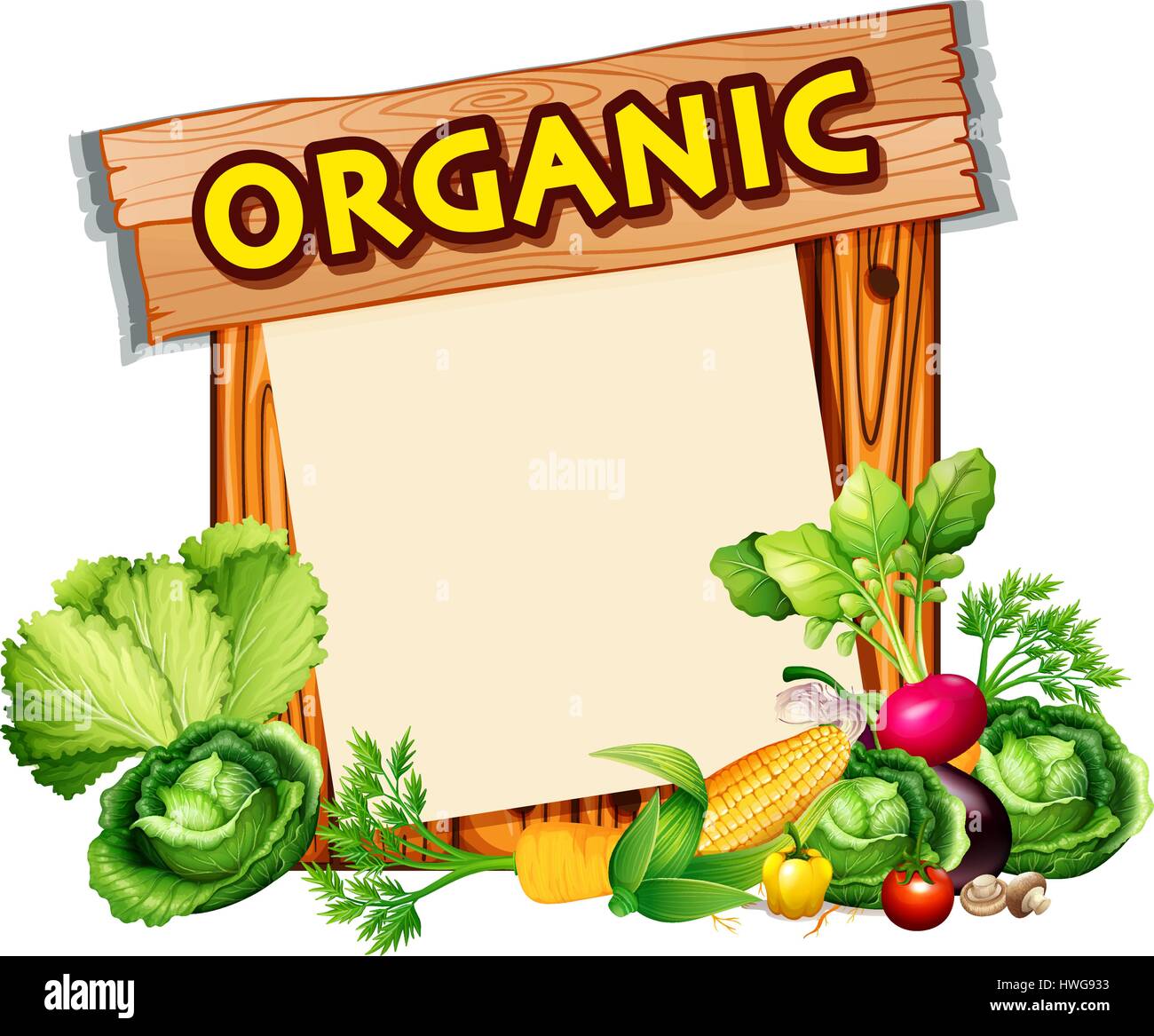 Organic sign with mixed vegetables illustration Stock Vector Image ...