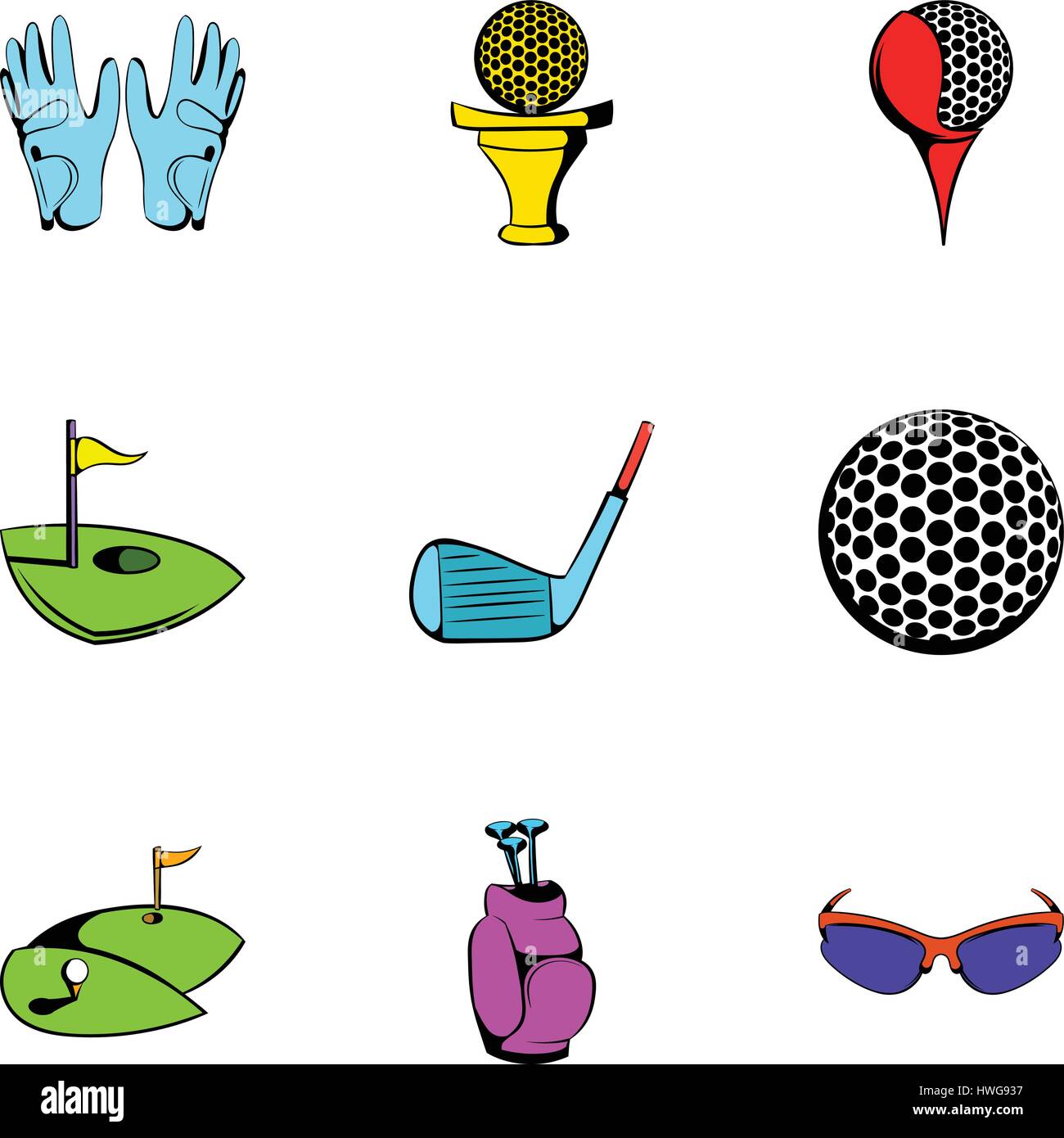 Golf field icons set, cartoon style Stock Vector Image & Art - Alamy