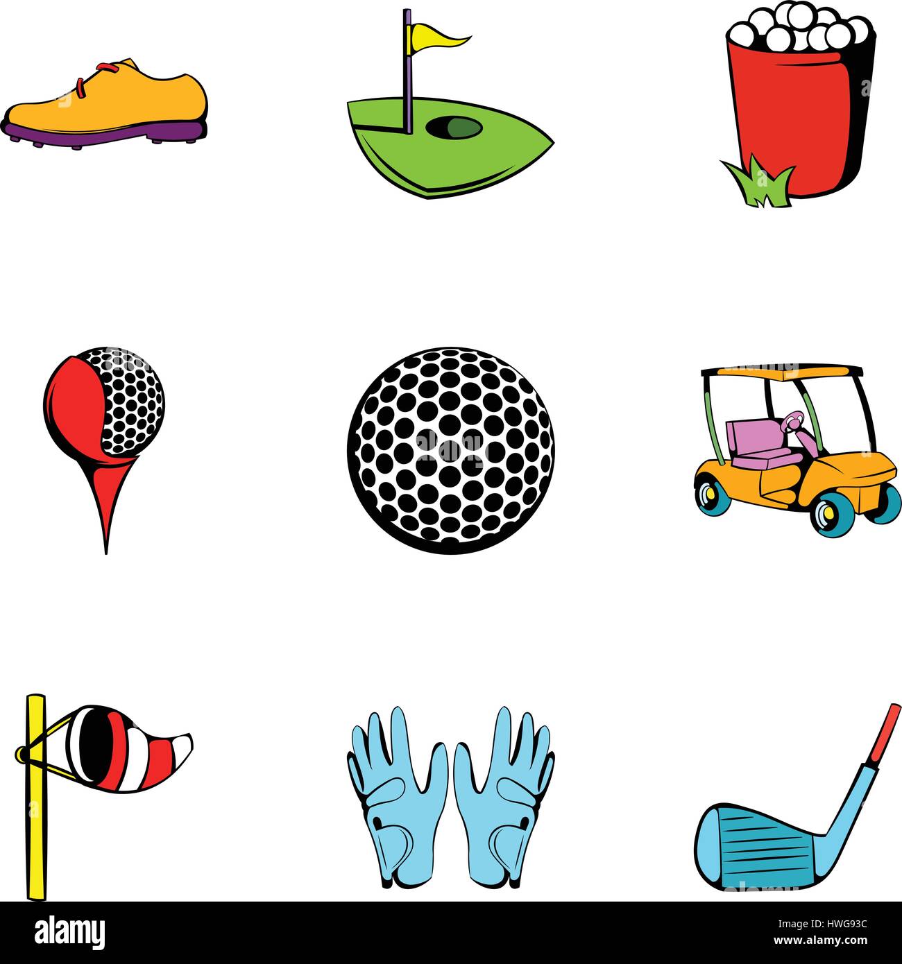 Golf competition icons set, cartoon style Stock Vector Image & Art - Alamy