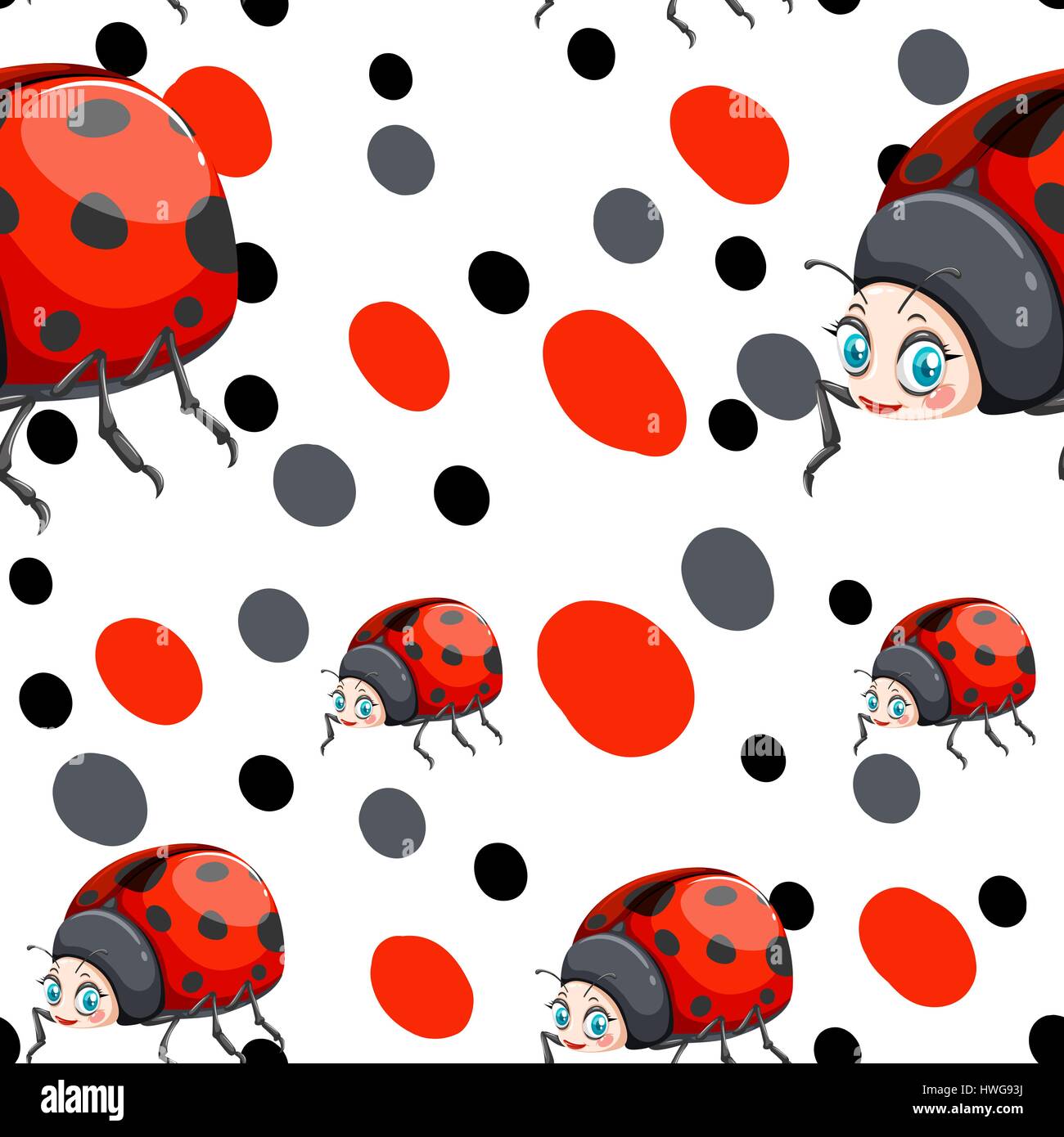 Seamless background with ladybugs and dots illustration Stock Vector ...