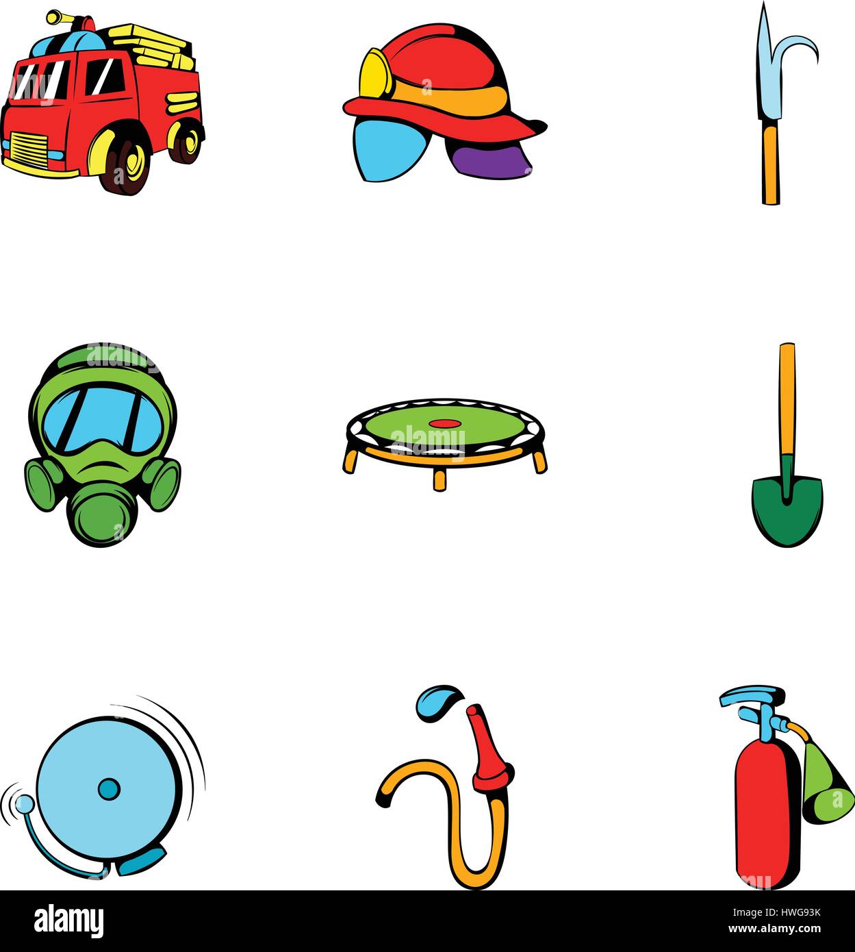 Firefighter icons set, cartoon style Stock Vector Image & Art - Alamy