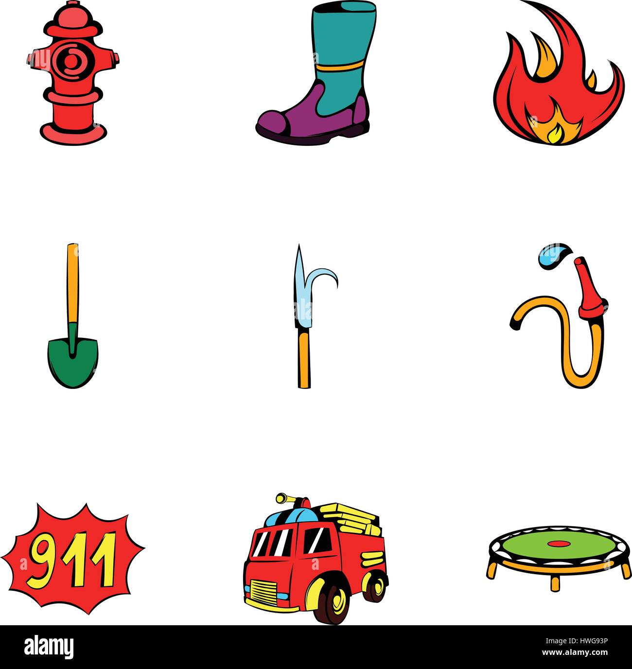 Fire extinguisher icons set, cartoon style Stock Vector Image & Art - Alamy