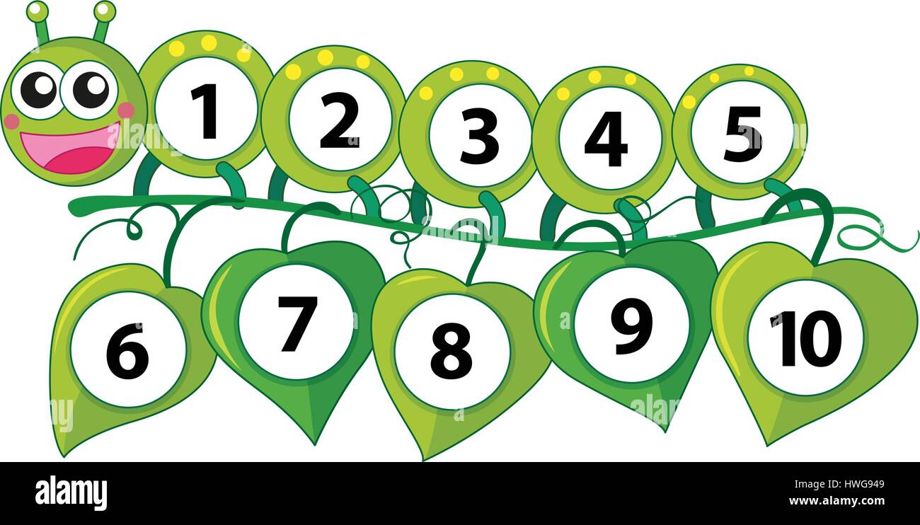 Counting number with green caterpillar illustration Stock Vector Image ...