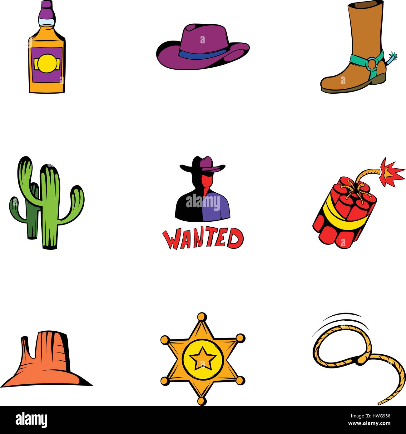 Rodeo icons set, cartoon style Stock Vector Image & Art - Alamy