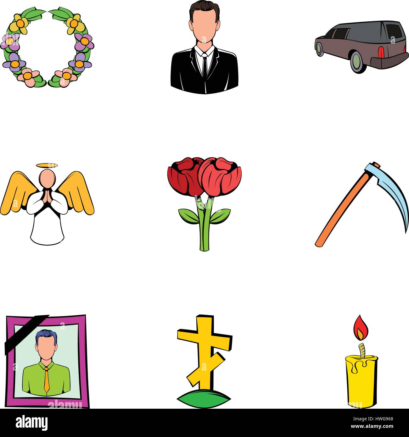 Cemetery icons set, cartoon style Stock Vector Image & Art - Alamy