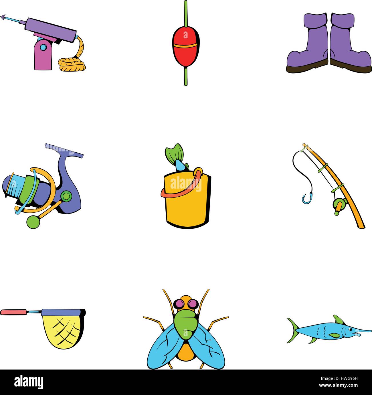 Fish icons set, cartoon style Stock Vector Image & Art - Alamy