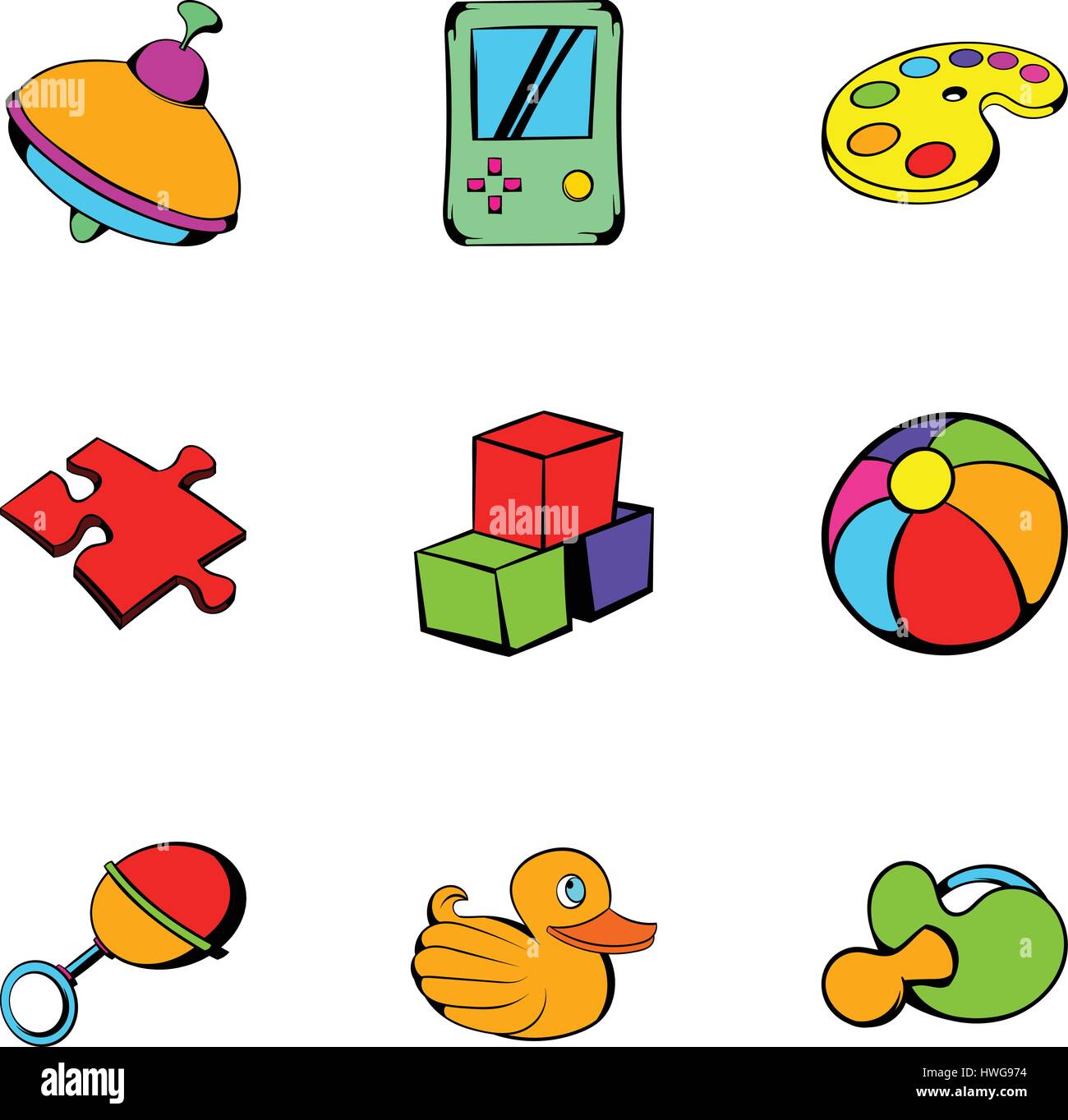 Toy icons set, cartoon style Stock Vector Image & Art - Alamy