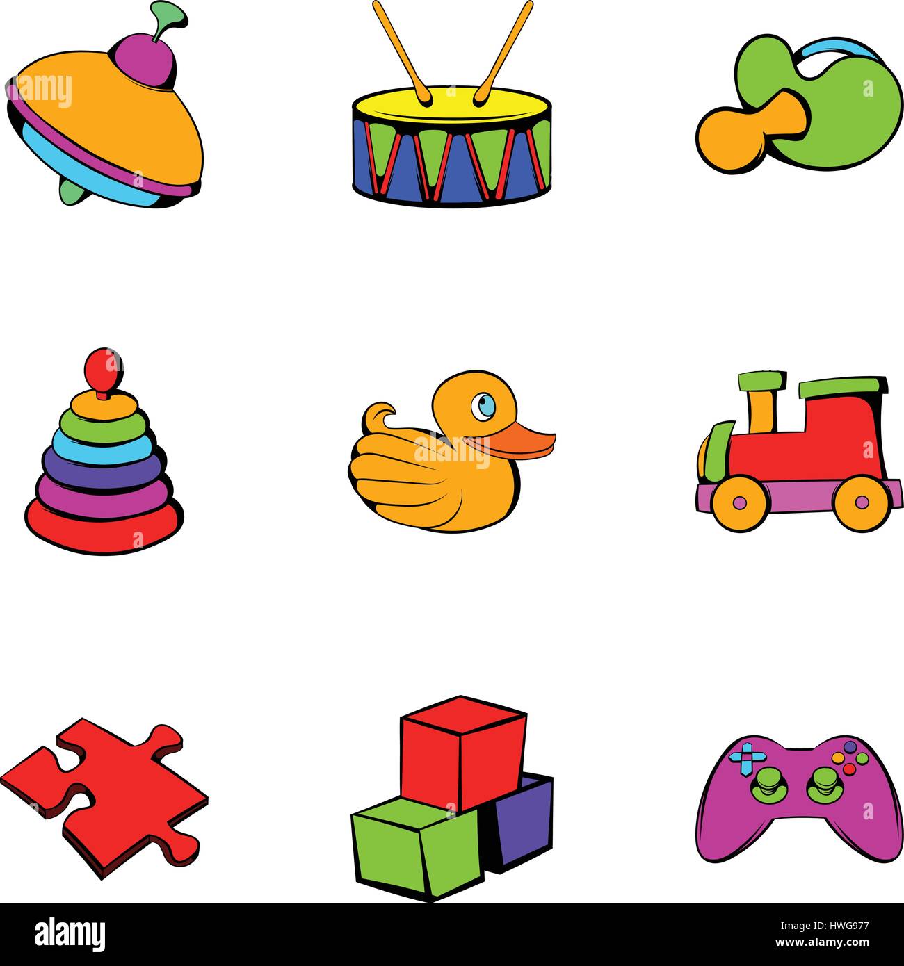 Children toy icons set, cartoon style Stock Vector Image & Art - Alamy