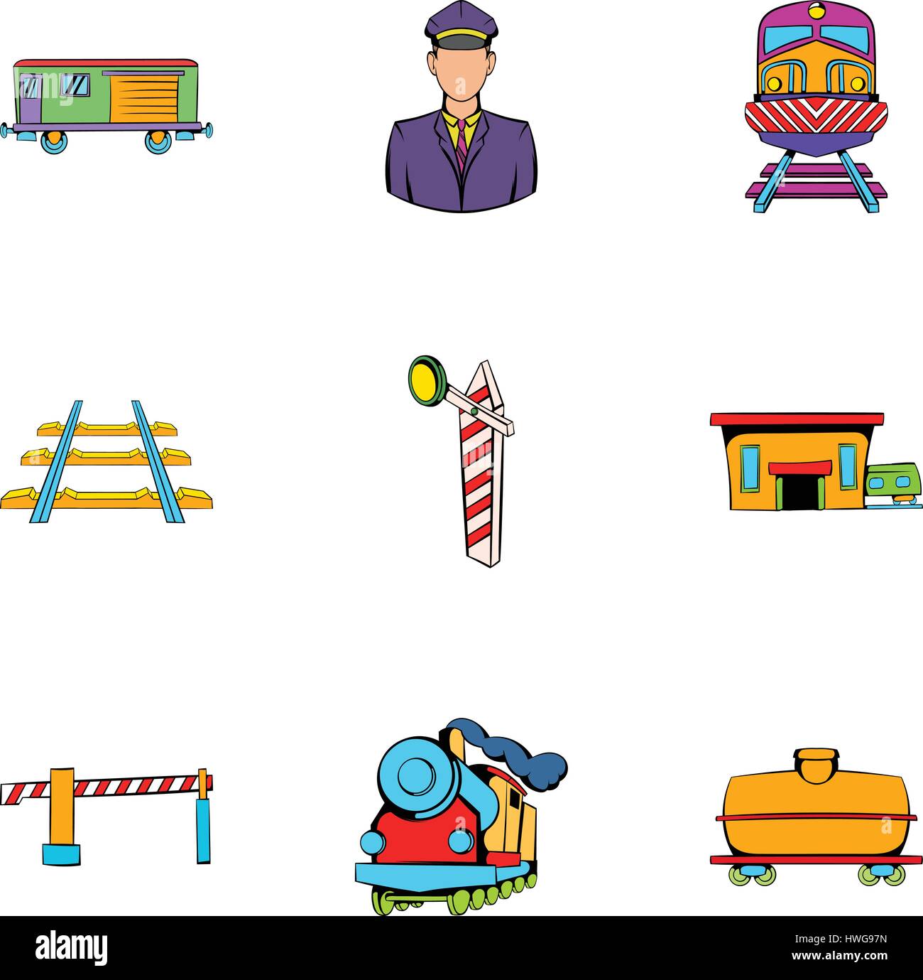 Train icons set, cartoon style Stock Vector Image & Art - Alamy