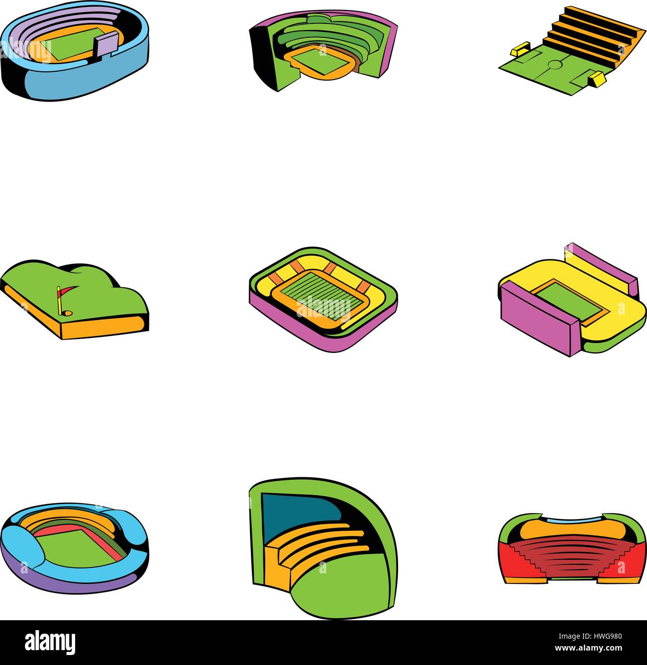 Arena icons set, cartoon style Stock Vector Image & Art - Alamy