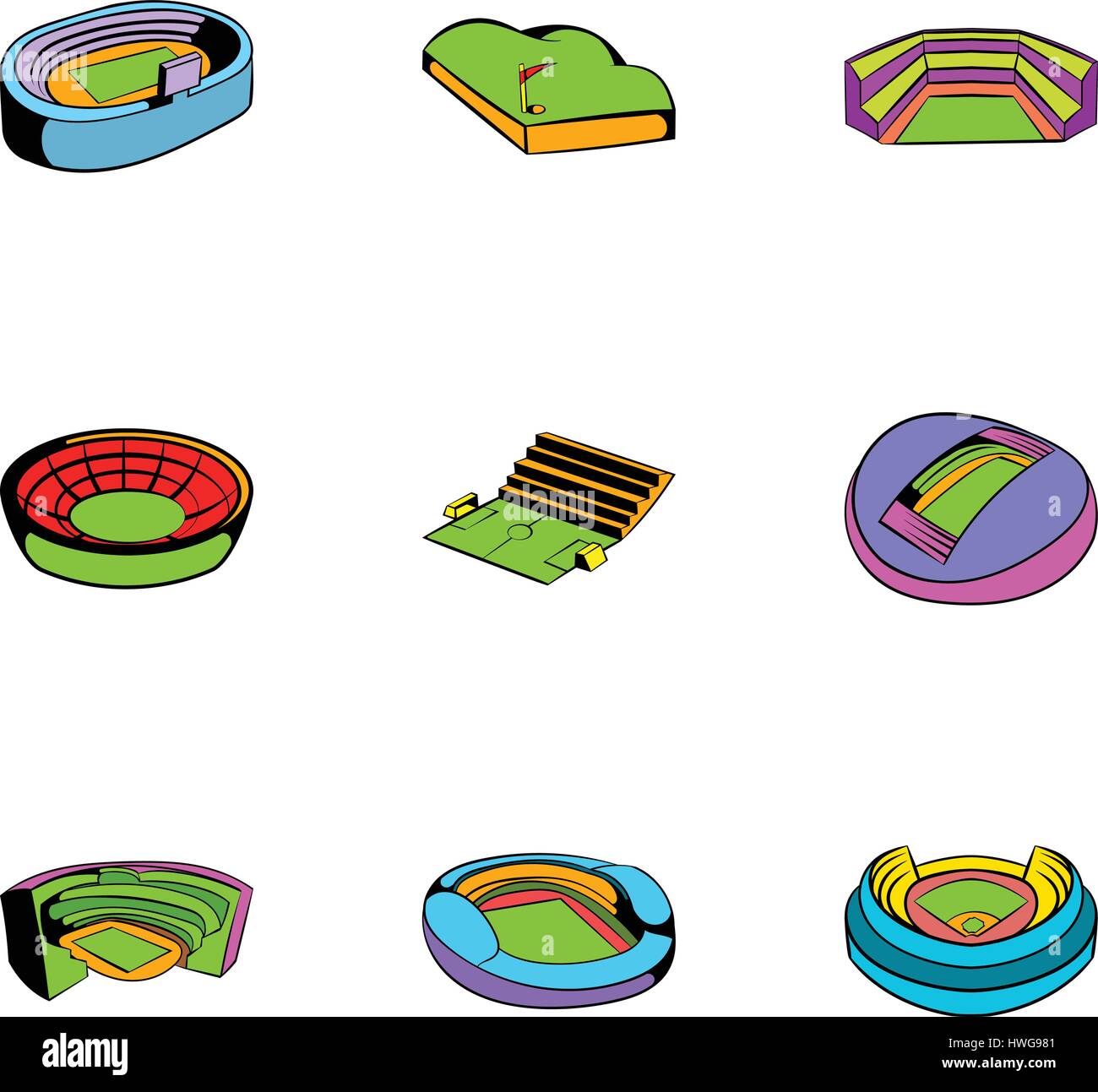 Big stadium icons set, cartoon style Stock Vector Image & Art - Alamy