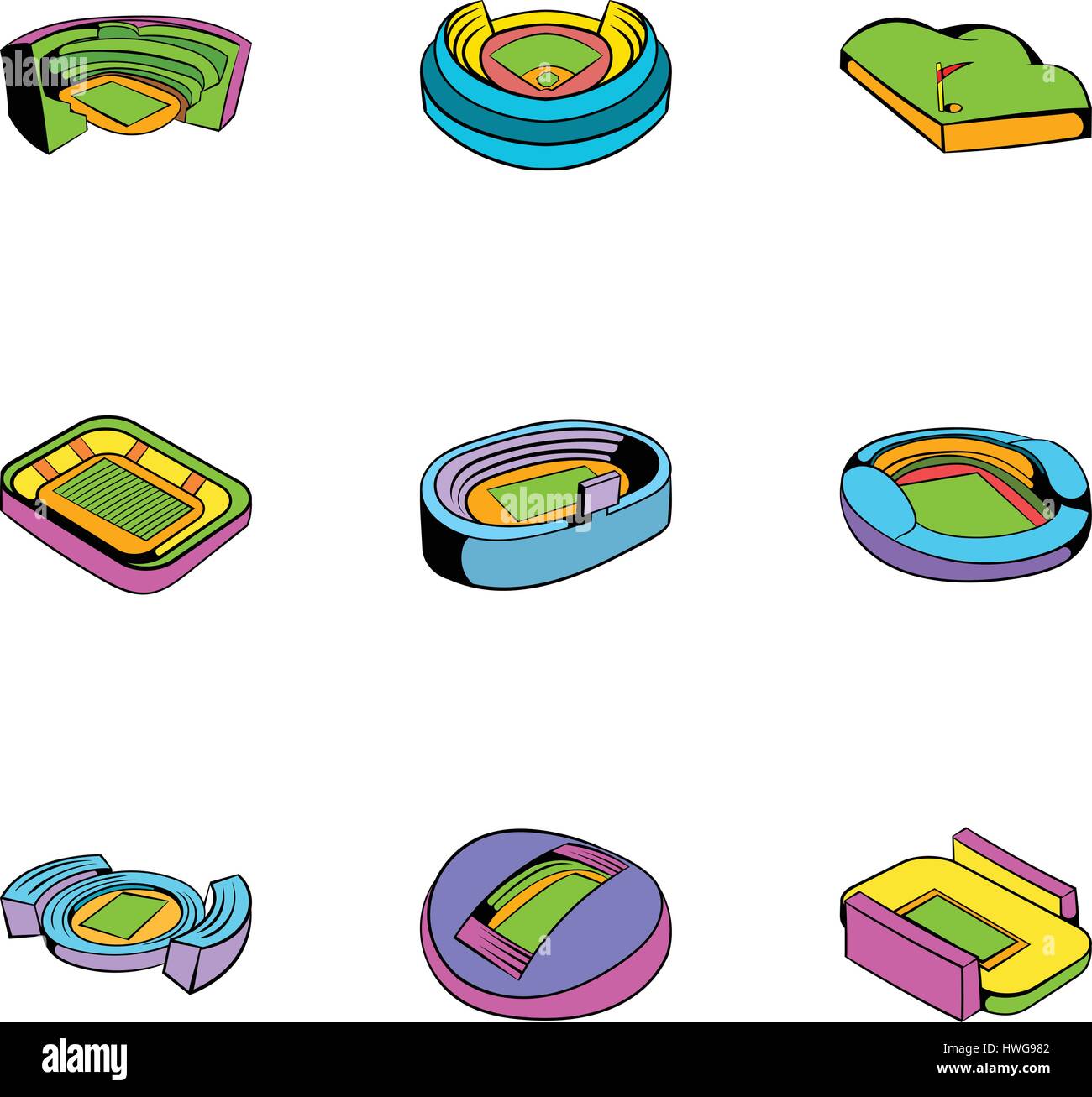 Big arena icons set, cartoon style Stock Vector Image & Art - Alamy