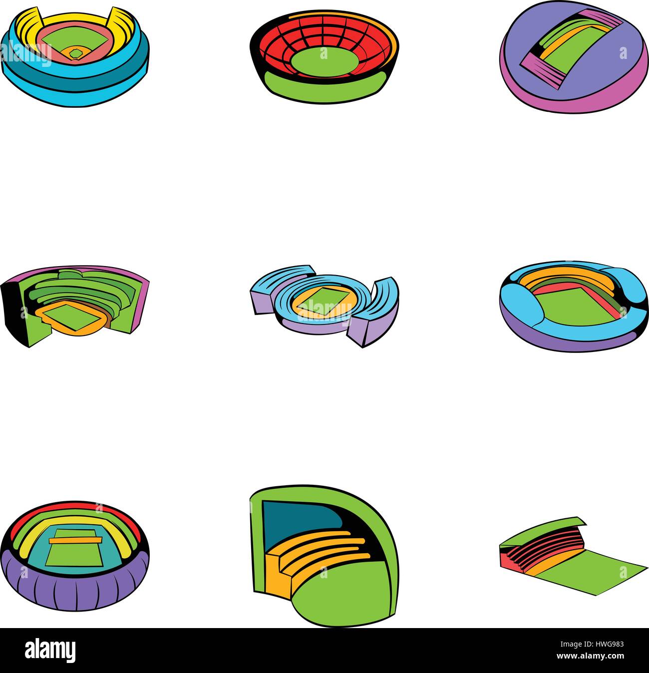 Sports arena icons set, cartoon style Stock Vector Image & Art - Alamy