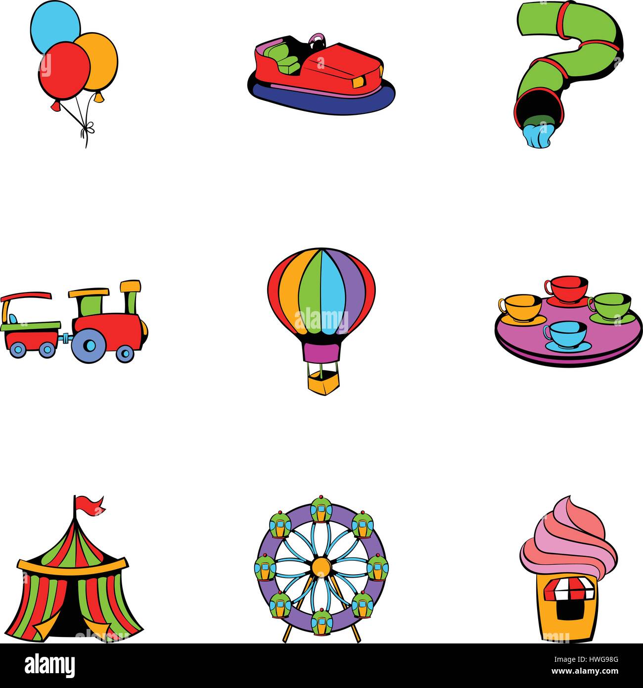 Attraction icons set, cartoon style Stock Vector Image & Art - Alamy