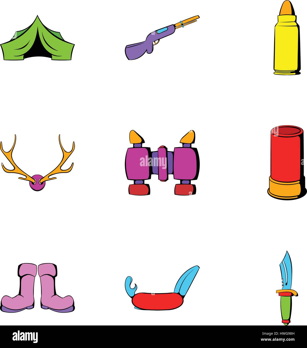 Hunting icons set, cartoon style Stock Vector Image & Art - Alamy