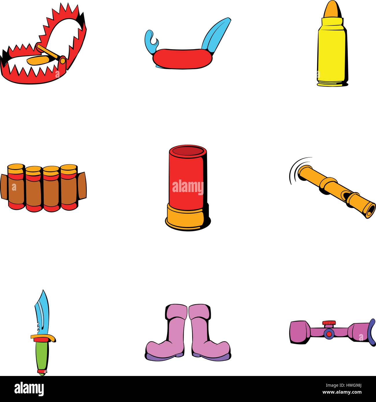 Hunt Icons Set Cartoon Style Stock Vector Image And Art Alamy