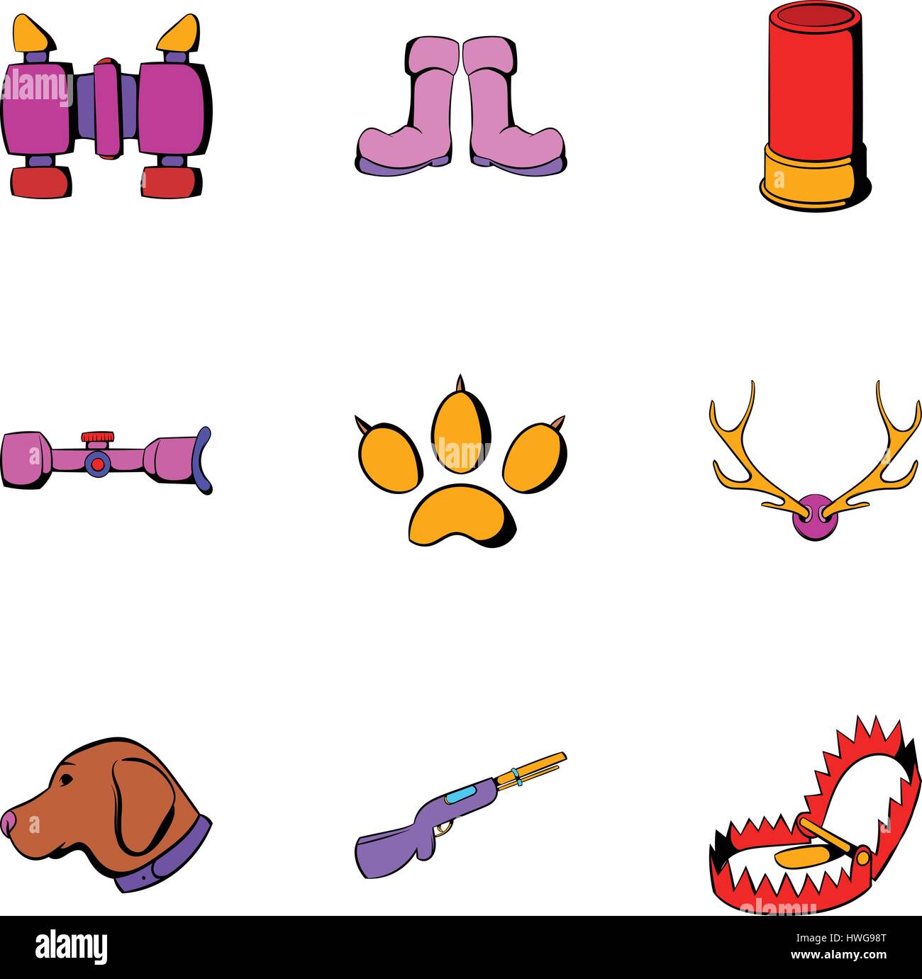 Hunting party icons set, cartoon style Stock Vector Image & Art - Alamy