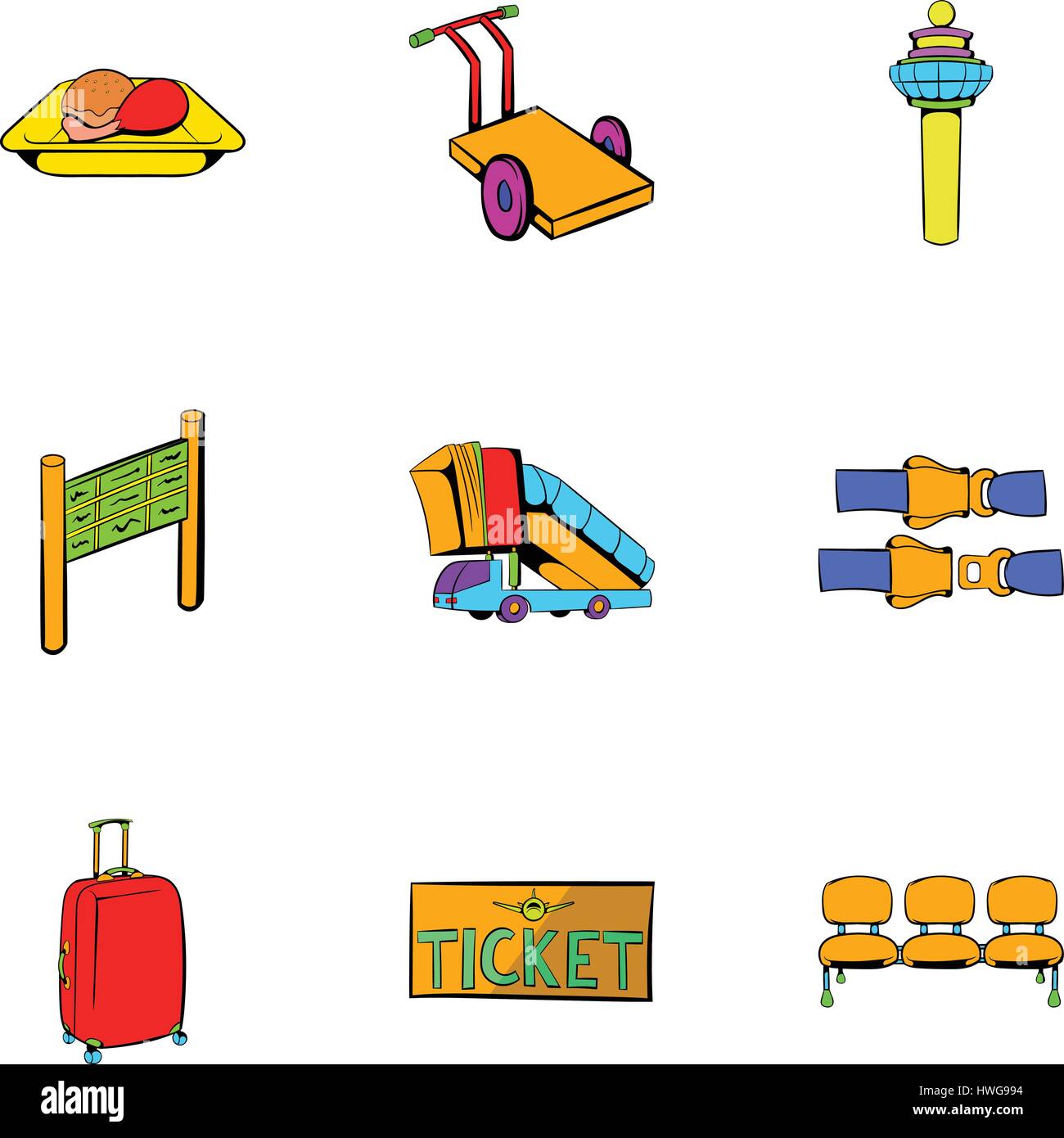 Airplane flight icons set, cartoon style Stock Vector Image & Art - Alamy