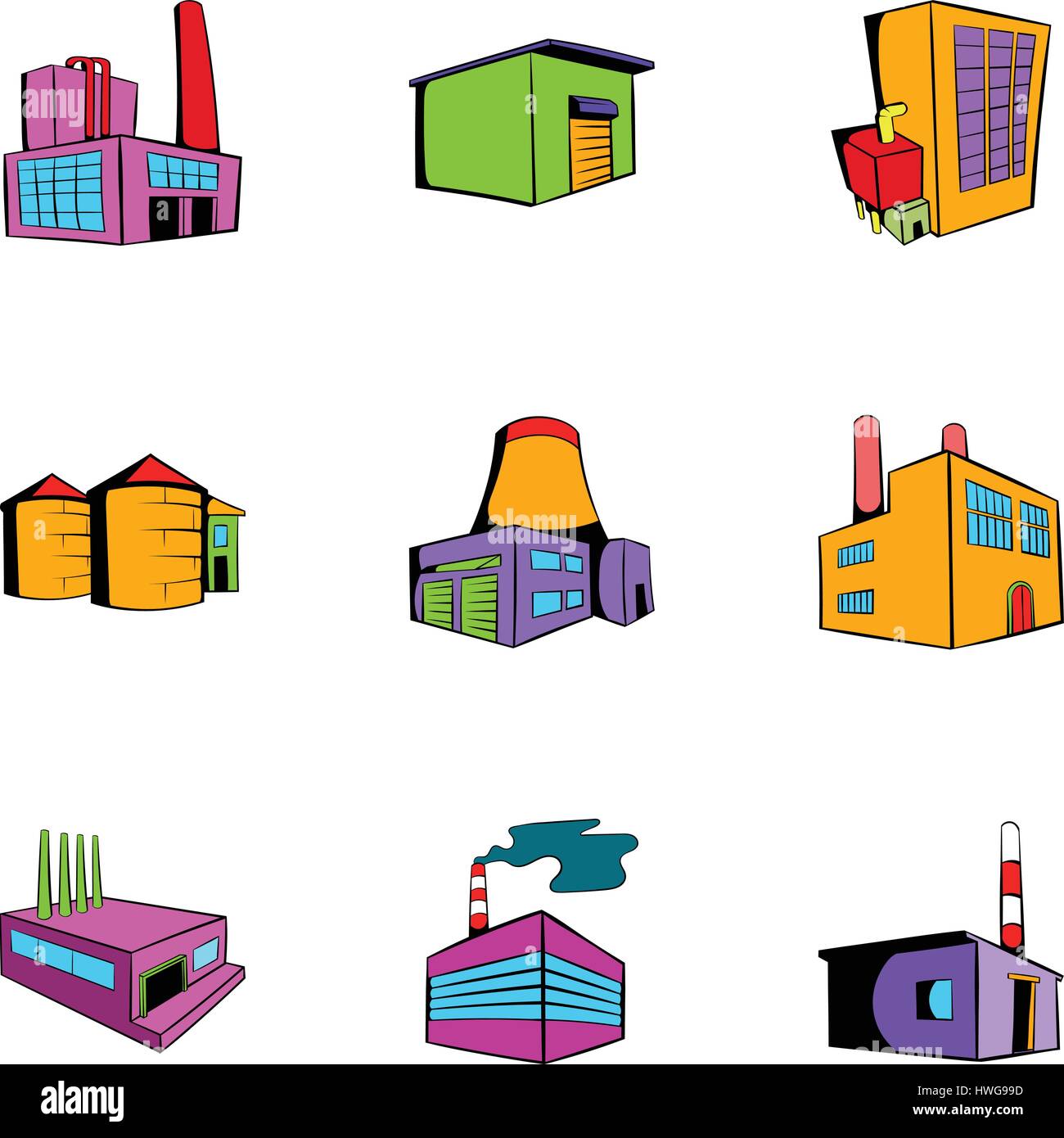 Factory icons set, cartoon style Stock Vector Image & Art - Alamy