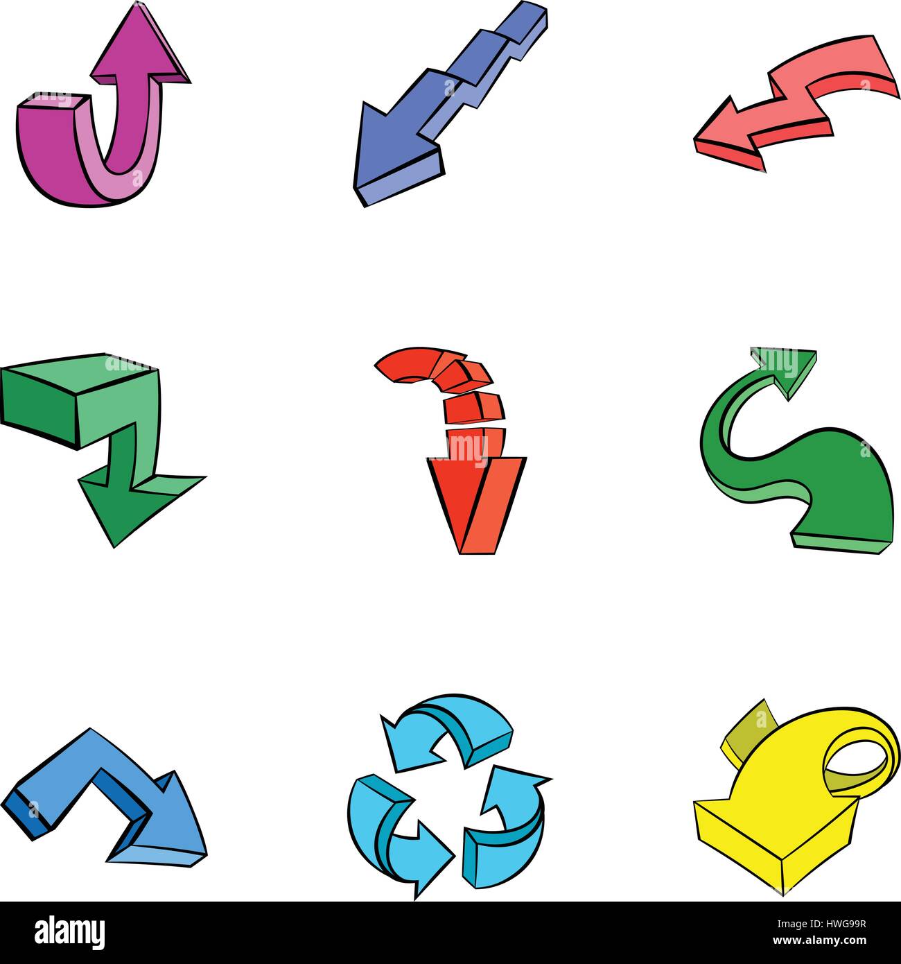 Different arrows icons set, cartoon style Stock Vector Image & Art - Alamy